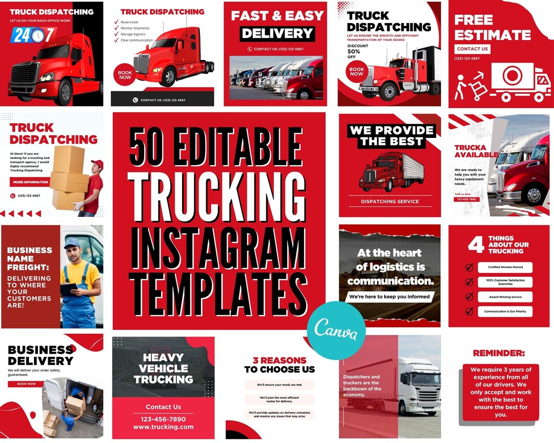50 Trucking Instagram Templates: Dispatch Business (canva Editable) - Etsy