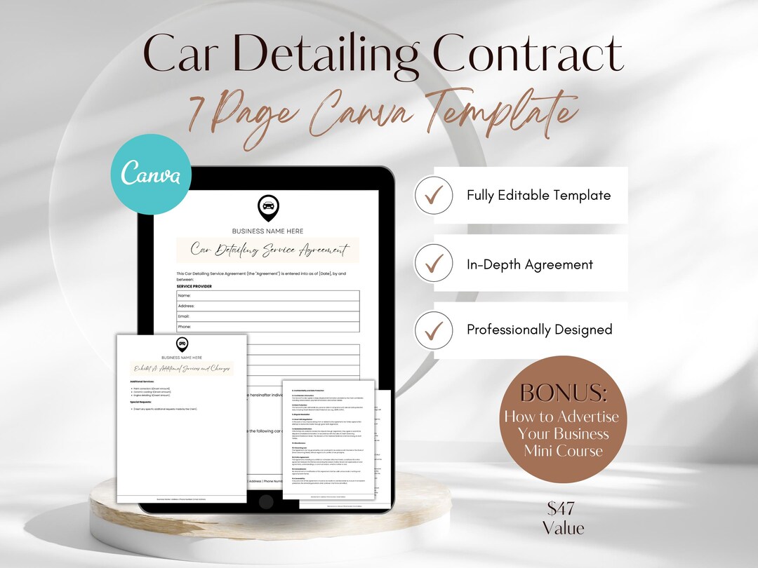 Car Detailing Contract, Car Detailing Contract Template, Car Wash ...
