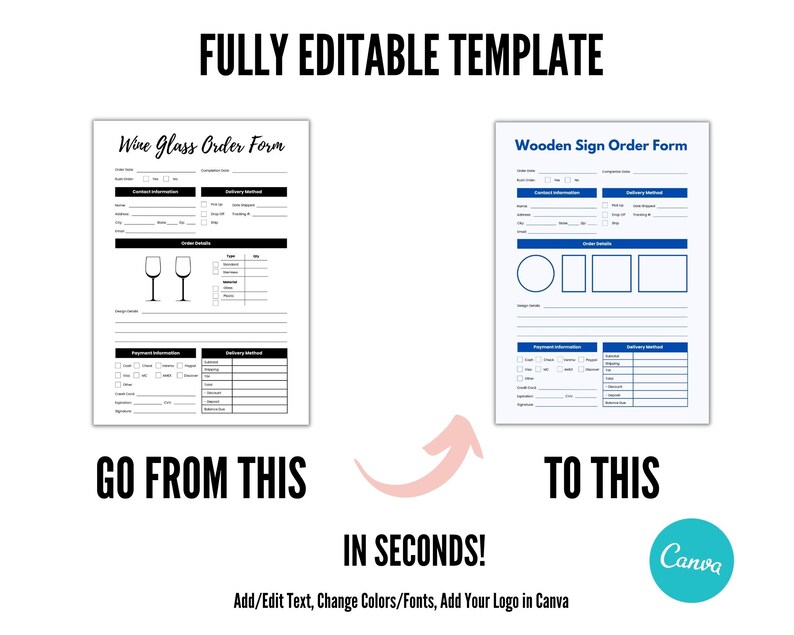 Editable Craft Order Form Templates Order Forms for Craft - Etsy Canada