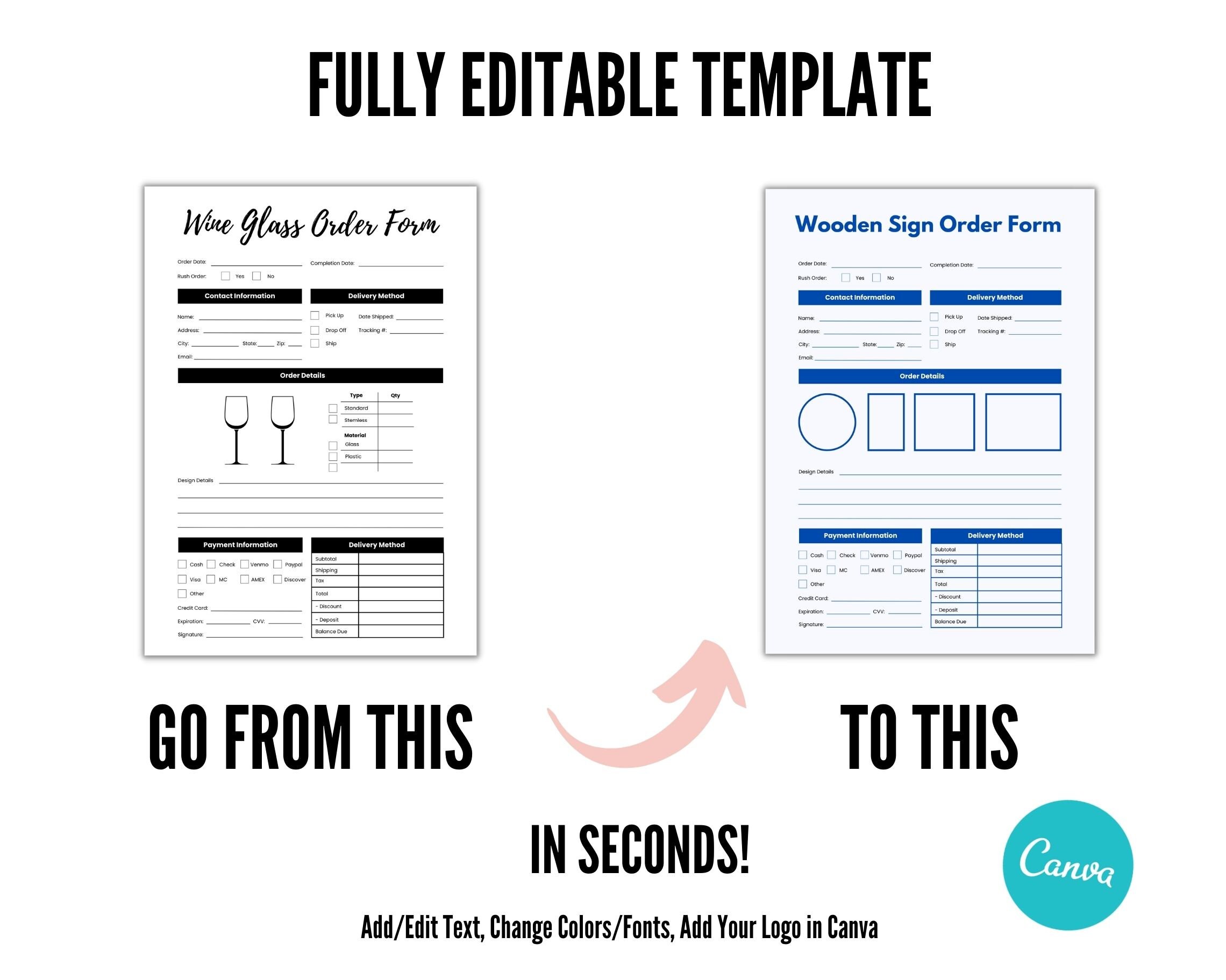 Editable Craft Order Form Templates Order Forms for Craft - Etsy
