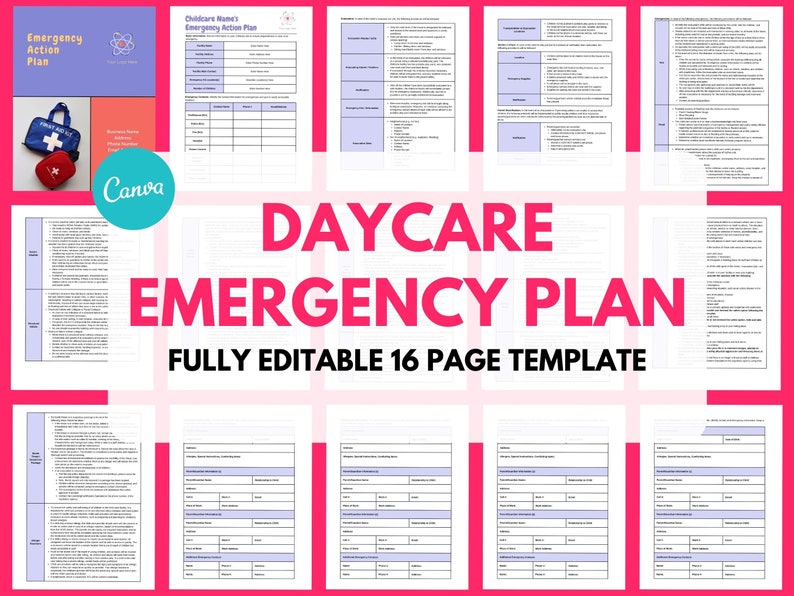 Daycare Emergency Plan Template: Editable Childcare Action Plan (canva ...