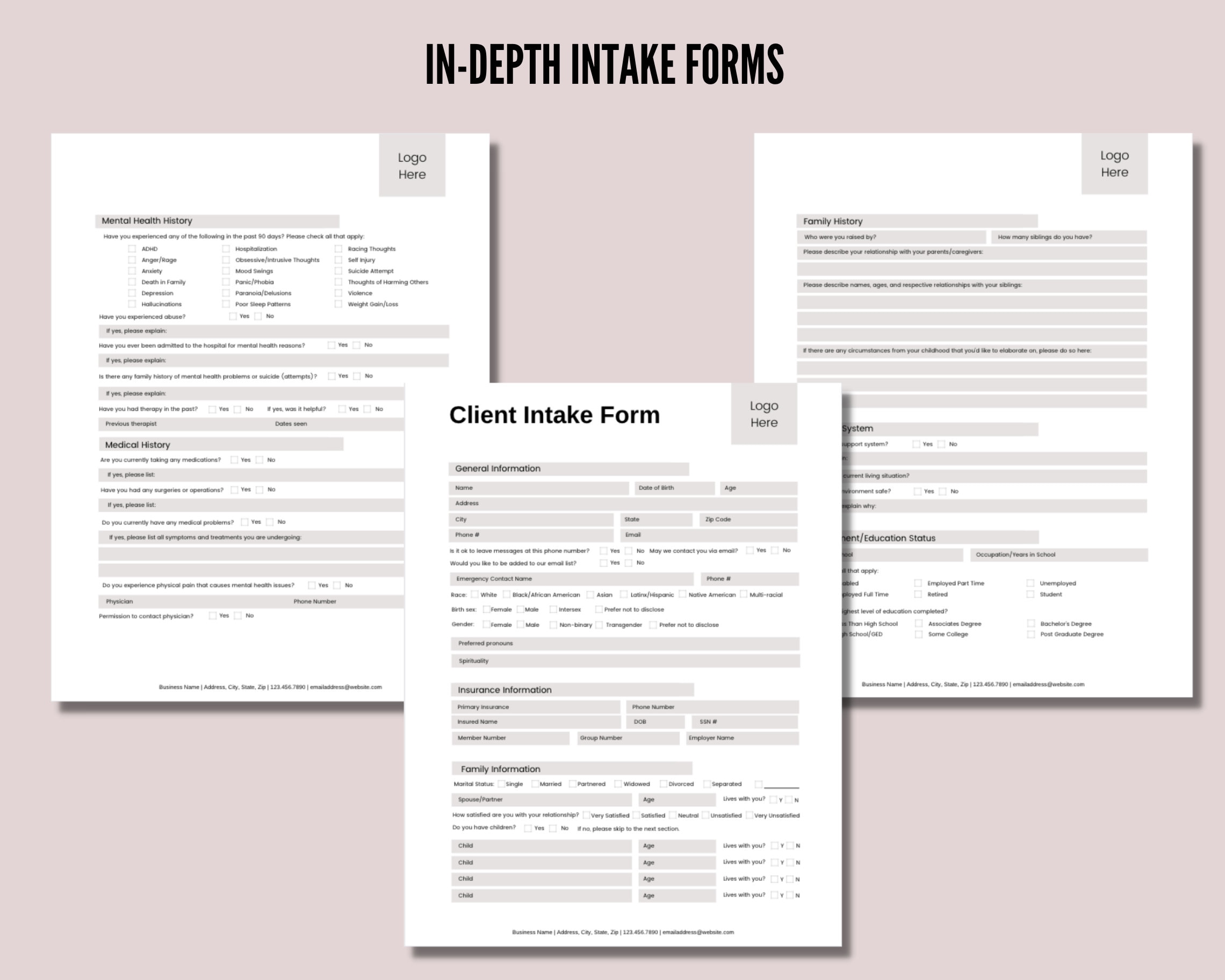 Counseling Intake Forms: Editable Client Templates (canva Template) - Etsy
