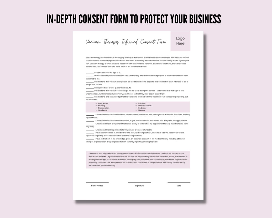 Editable Vacuum Therapy Consent Form Butt Lift Intake Form | Etsy