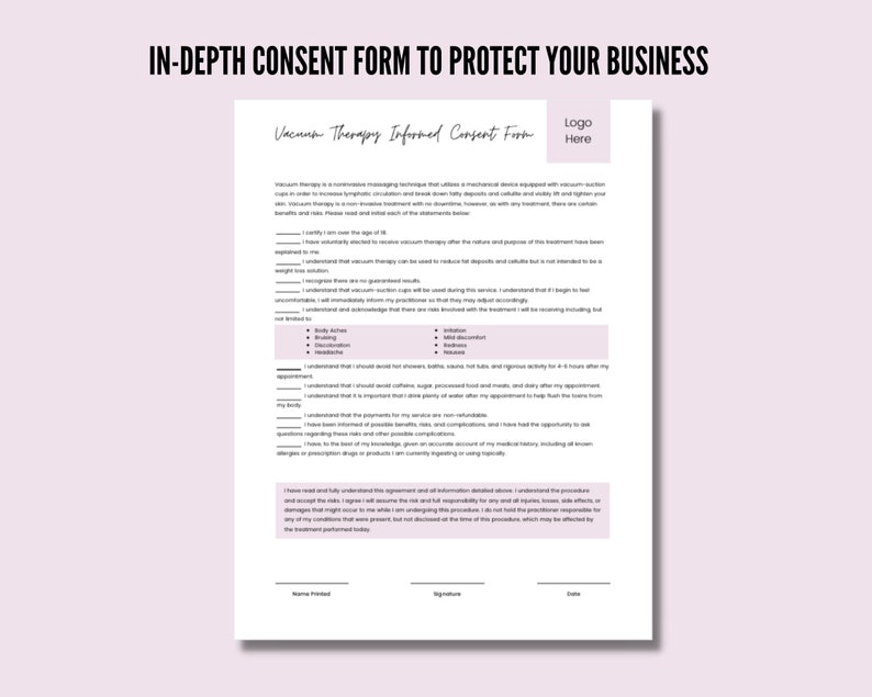 Editable Vacuum Therapy Consent Form Butt Lift Intake Form | Etsy