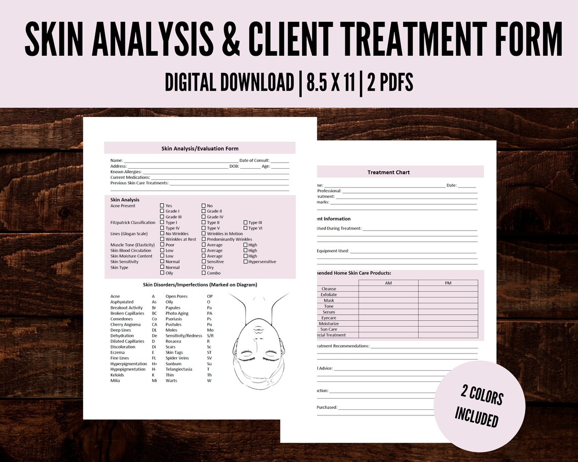 Skin Analysis Form Facial Consultation Form Esthetician | Etsy