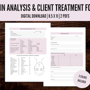 Skin Analysis Form Facial Consultation Form Esthetician - Etsy Australia