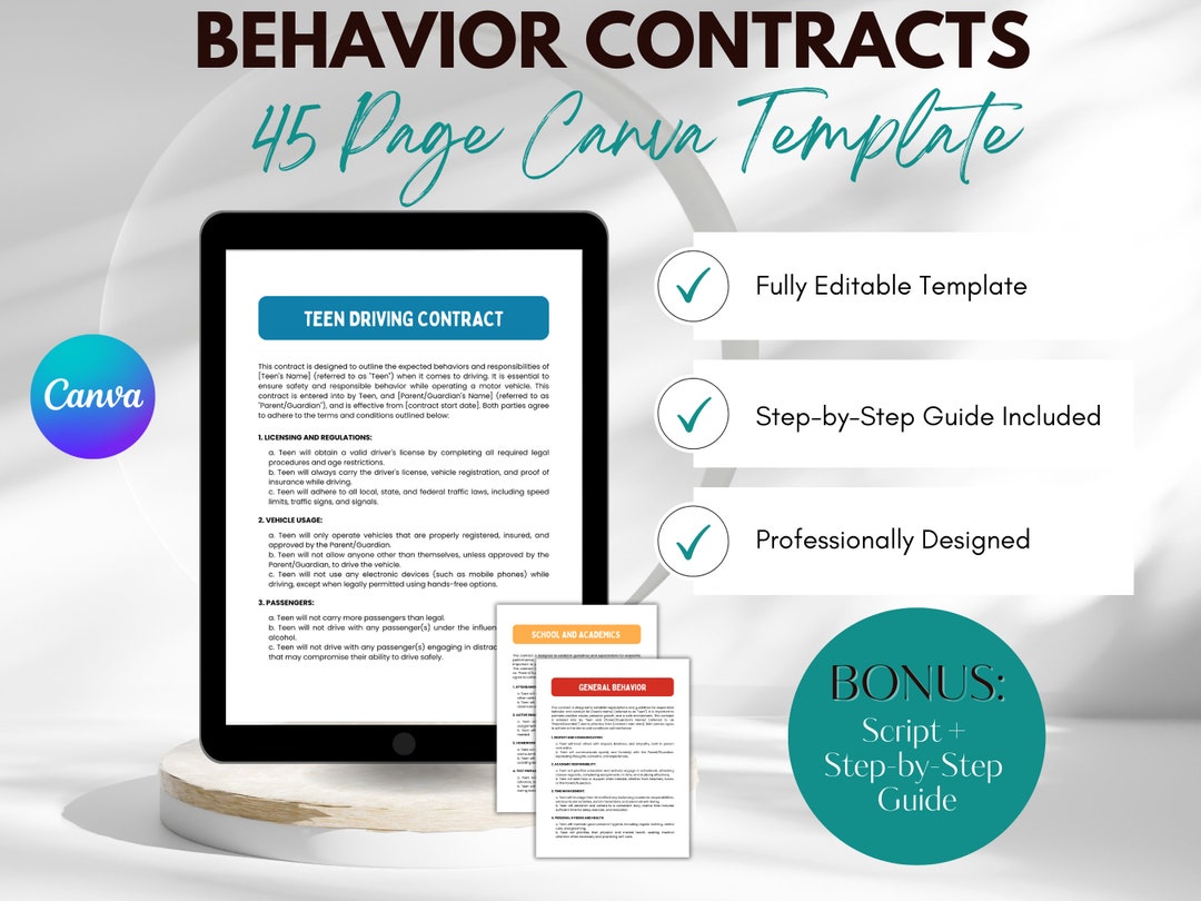 Behavior Agreements, Behavior Contract for Students, Behavior Contract ...
