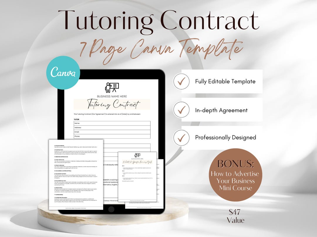 Tutoring Contract, Tutoring Contract Template, Tutoring Agreement ...
