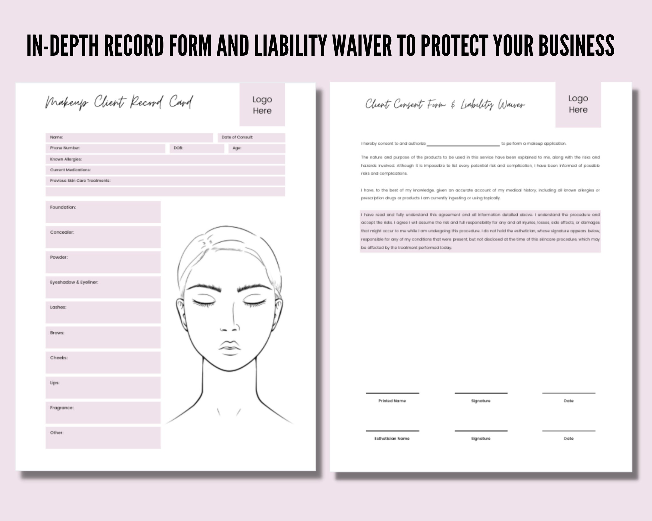 Makeup Artist Client Forms Makeup Release Form Makeup | Etsy