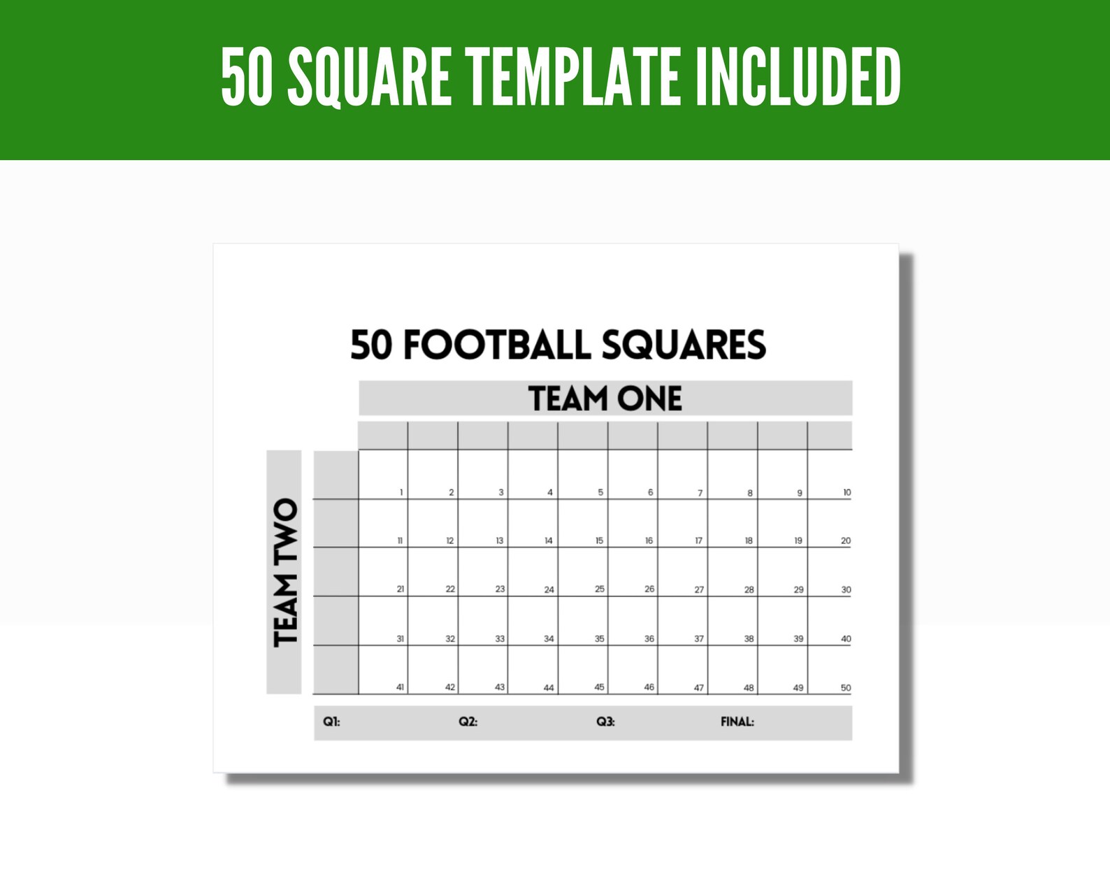 Editable Football Squares Template Football Squares Squares - Etsy