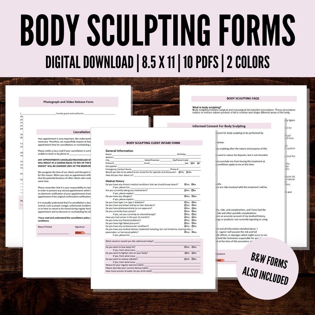 Body Sculpting Forms: Esthetician Client Intake & Consent (digital ...