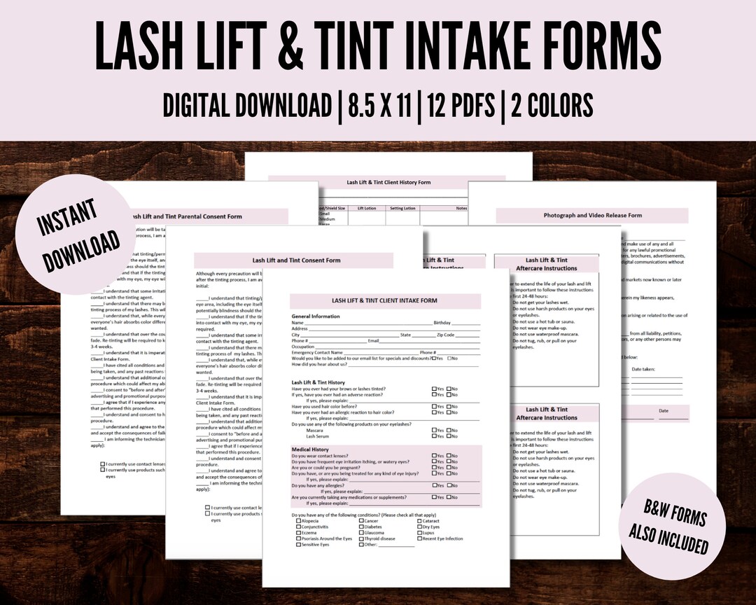 Lash Lift and Tint Consent Forms Lash Lift Consent Forms - Etsy