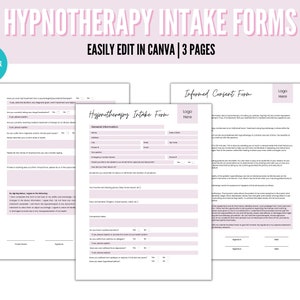 Hypnotherapy Intake Form, Hypnotherapy Consent Form, Hypnosis Consent ...
