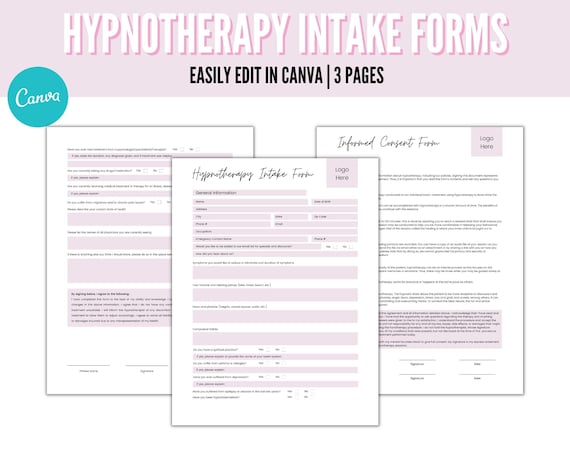Hypnotherapy Intake Form Hypnotherapy Consent Form Hypnosis - Etsy