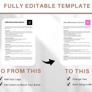 Fence Contract, Fence Proposal, Fencing Contract Agreement, Fence ...