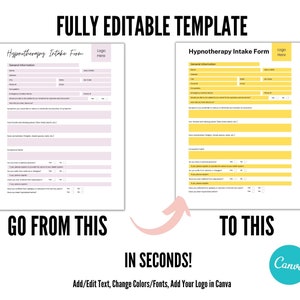 Hypnotherapy Intake Form, Hypnotherapy Consent Form, Hypnosis Consent ...