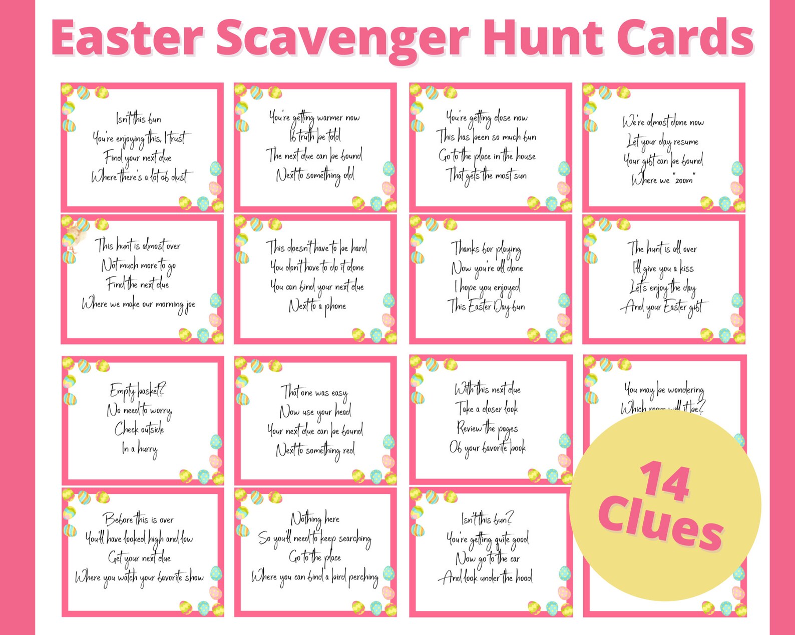Easter Scavenger Hunt Easter Egg Scavenger Hunt Clues | Etsy