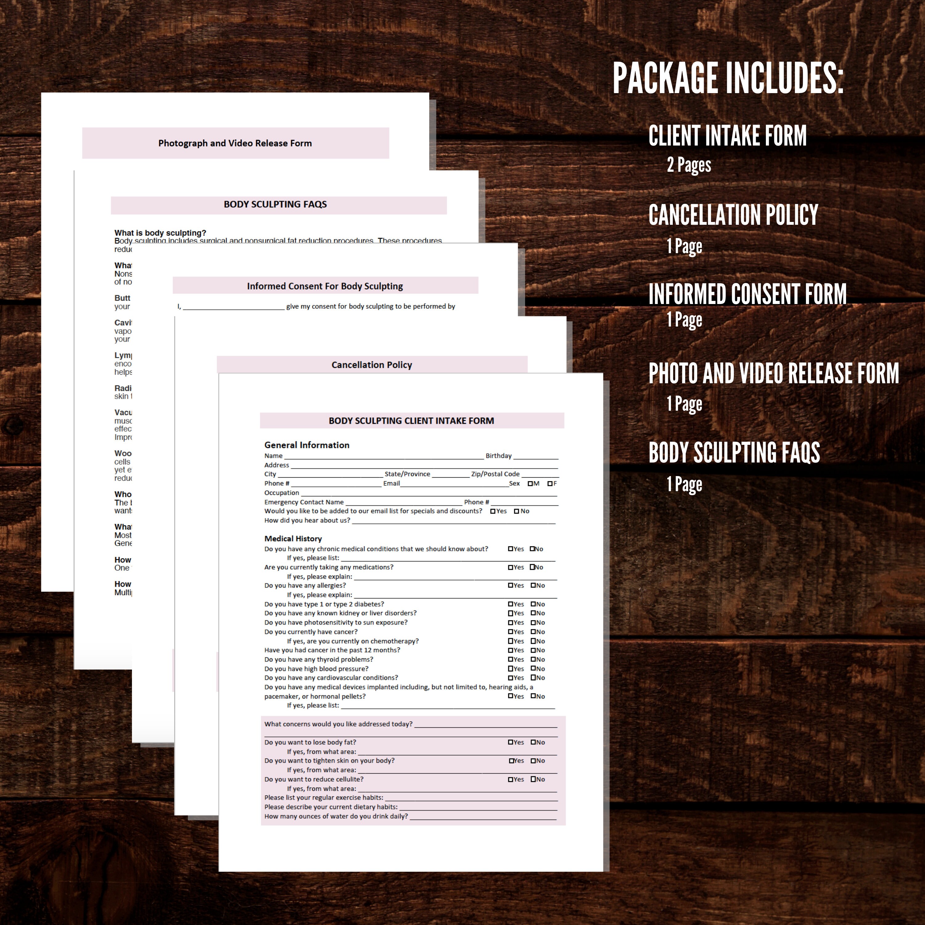 Editable Body Contouring Intake Form Body Sculpting Consent | Etsy