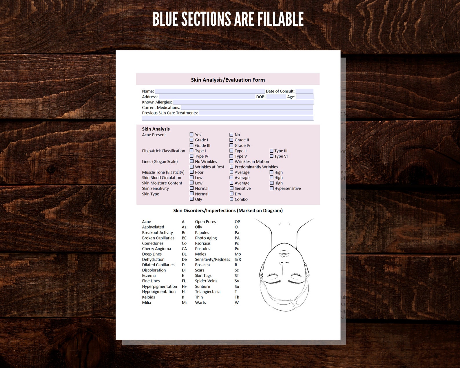 Skin Analysis Form Facial Consultation Form Esthetician Etsy skin-analysis-form-facial-consultation-form-esthetician-etsy