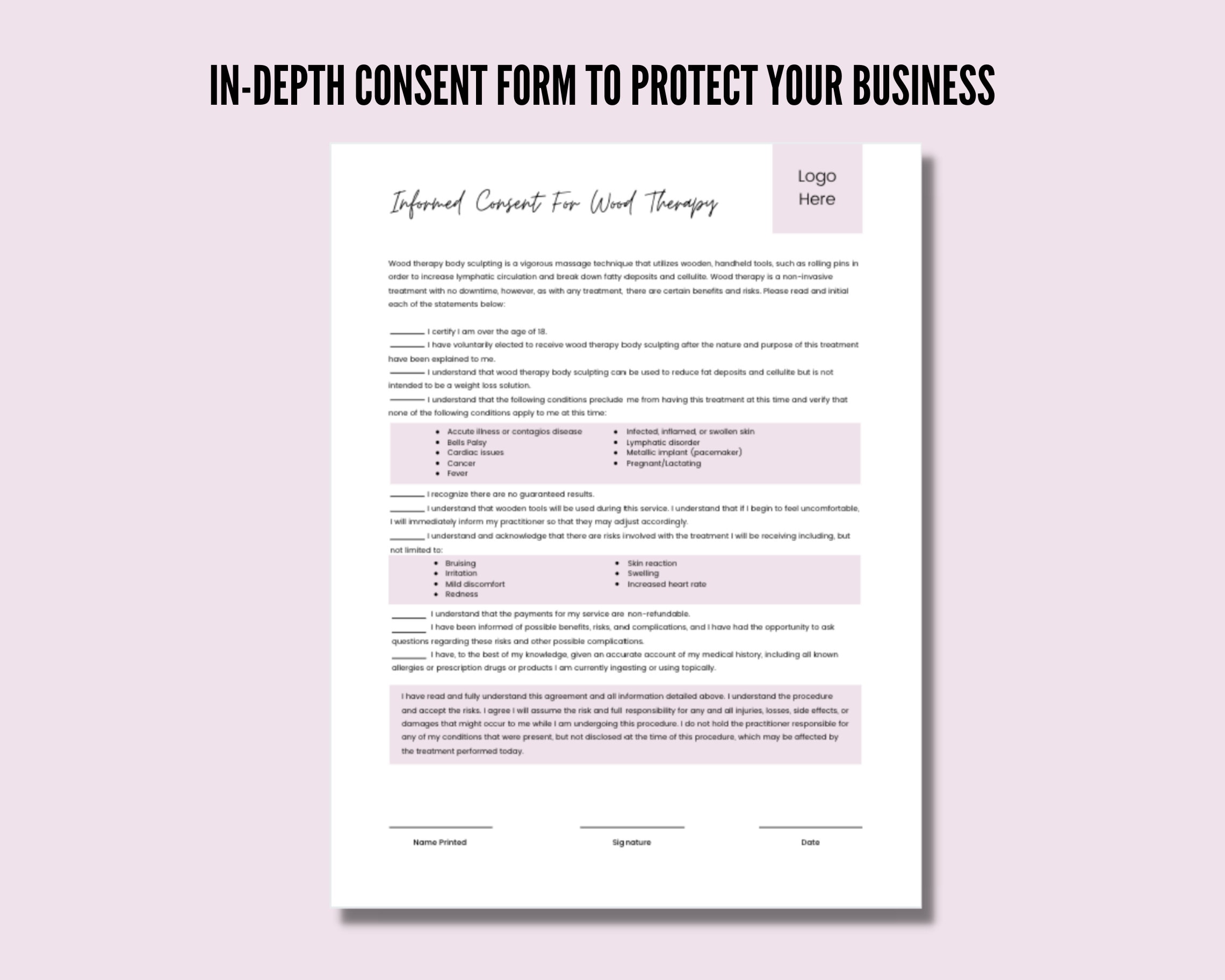 Editable Wood Therapy Consent Forms Body Contouring Body - Etsy Australia