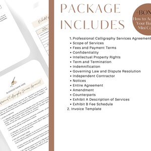 Calligraphy Contract Template, Calligraphy Business, Wedding ...