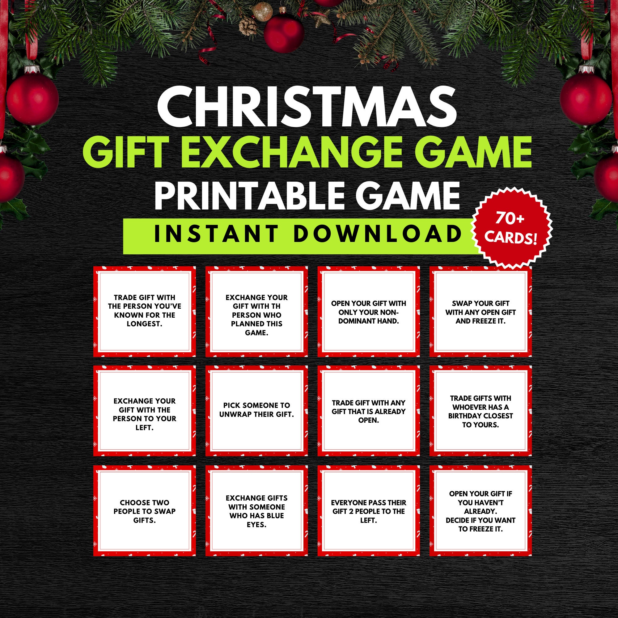 Christmas Gift Exchange Game, Holiday Party Activity (downloadable PDF ...