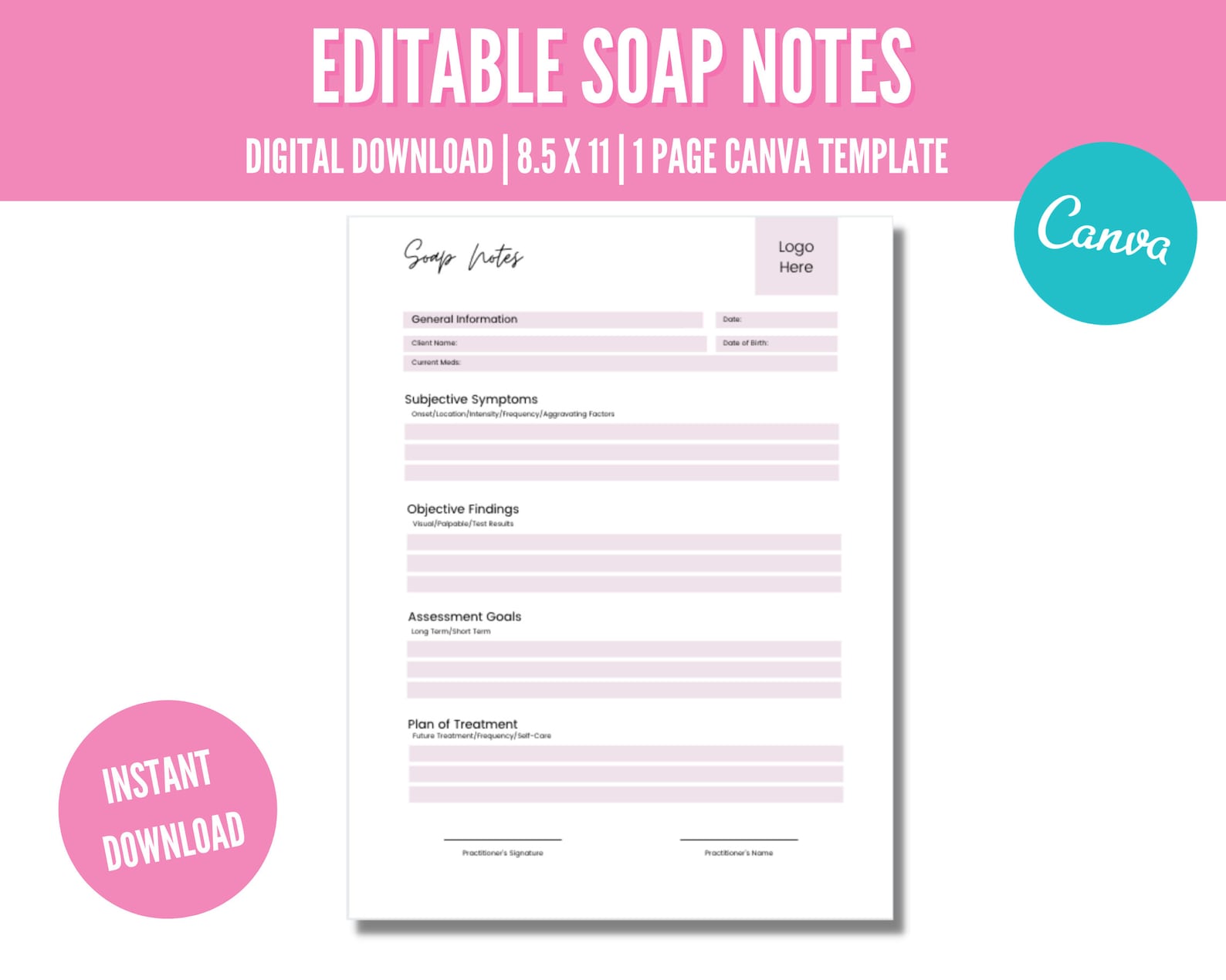 Editable Soap Notes Template Soap Notes Format Esthetician - Etsy Australia