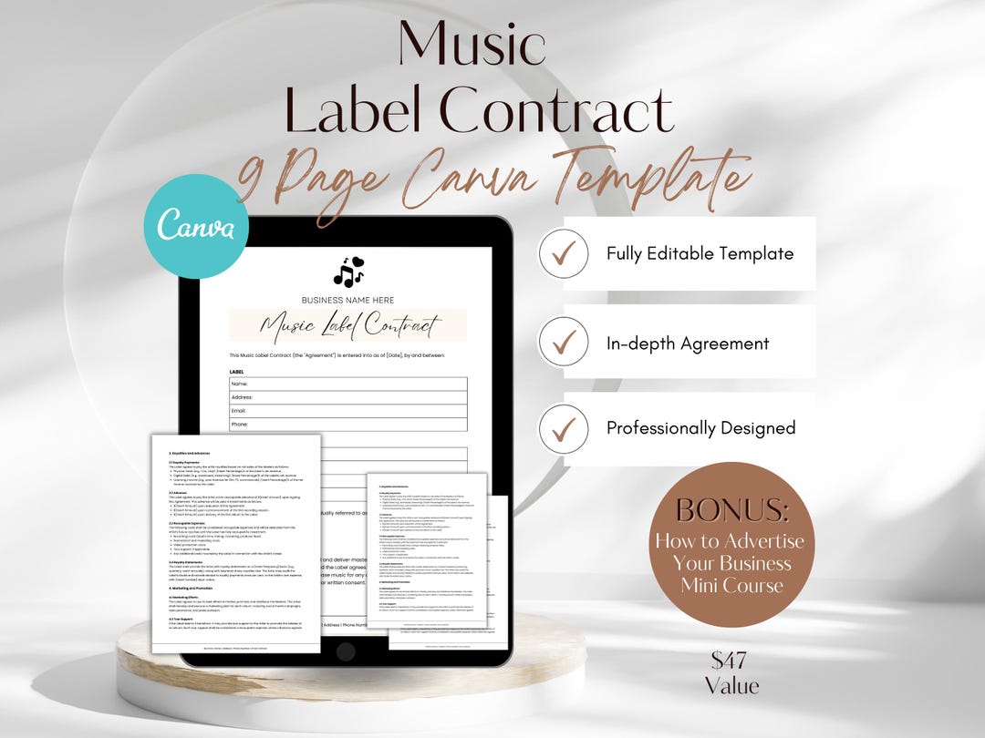 Music Label Contract, Music Label Contract Template, Music Agreement ...