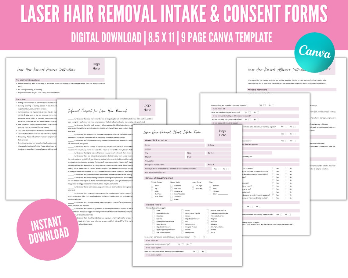 Laser Hair Removal Consent Form PDF Consent for Laser Hair - Etsy