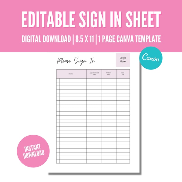 Sign in Salon Sheet - Etsy