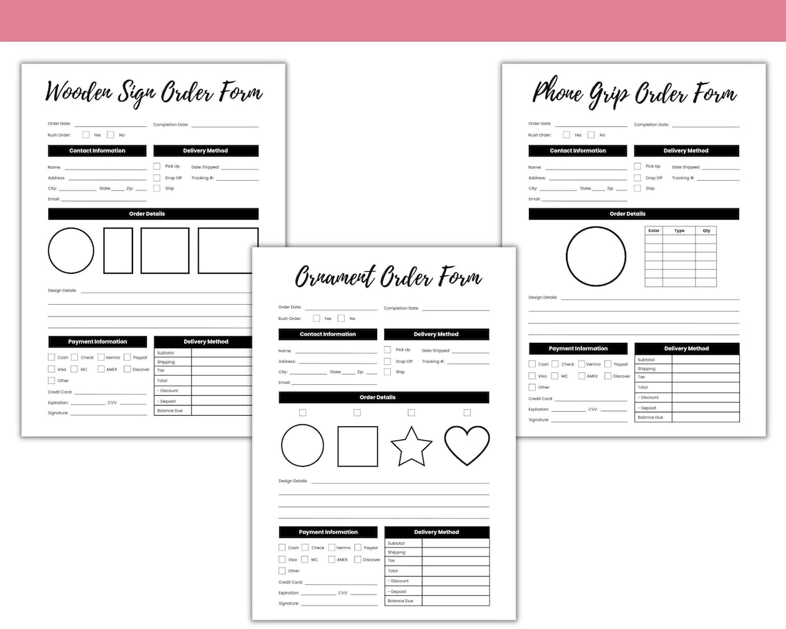 Editable Craft Order Form Templates Order Forms for Craft - Etsy