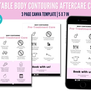 Body Sculpting Aftercare Card, Body Contouring Precare Card, Editable ...