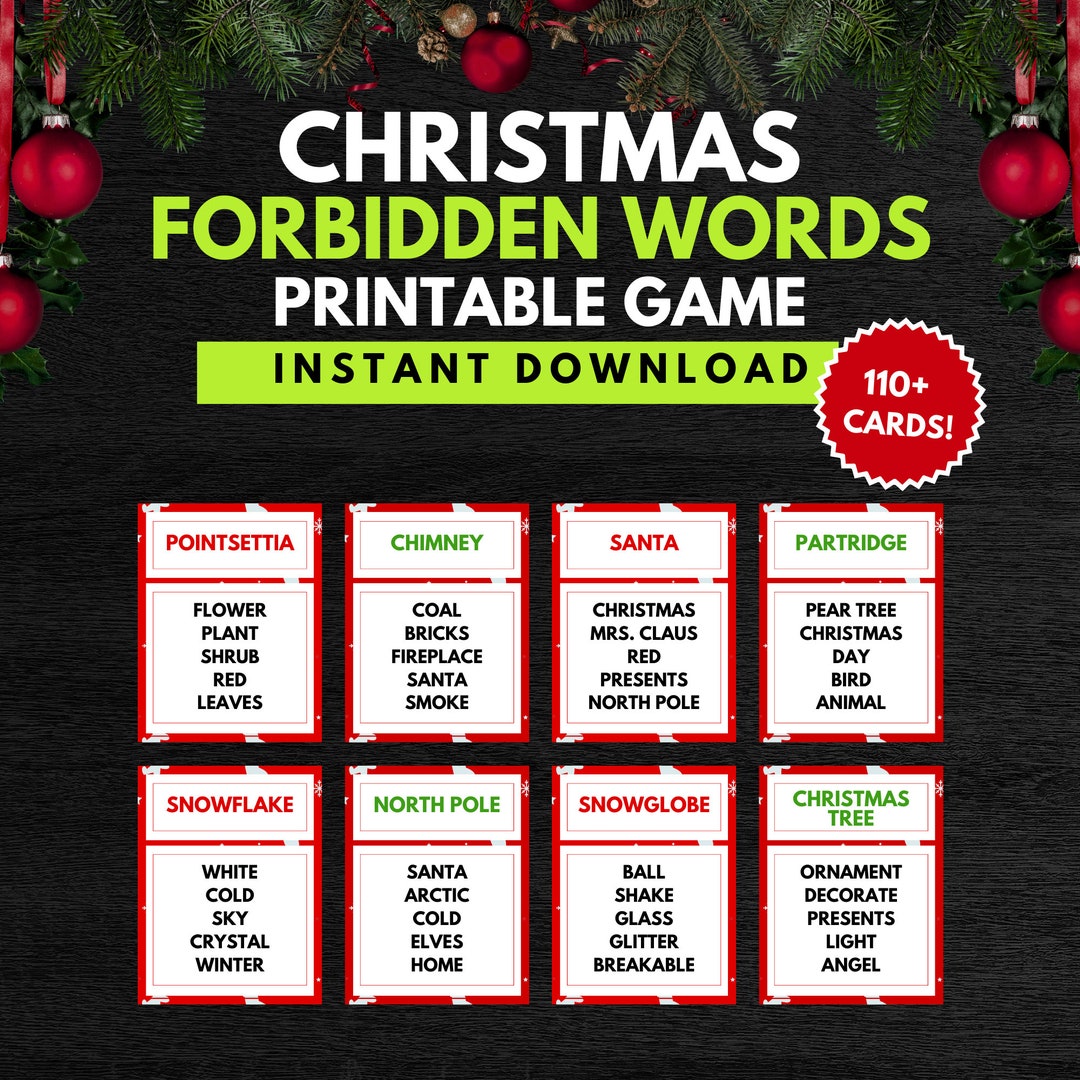 Christmas Taboo Game, Christmas Party Game, Christmas Game, Christmas ...