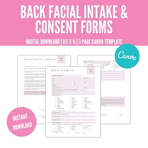 Back Facial Forms: Client Intake & Consent - Canva Template (digital ...