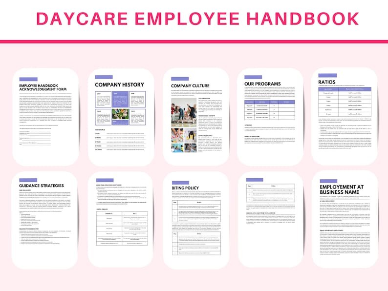 Editable Daycare Employee Handbook Template: 59-page Canva Design - Etsy
