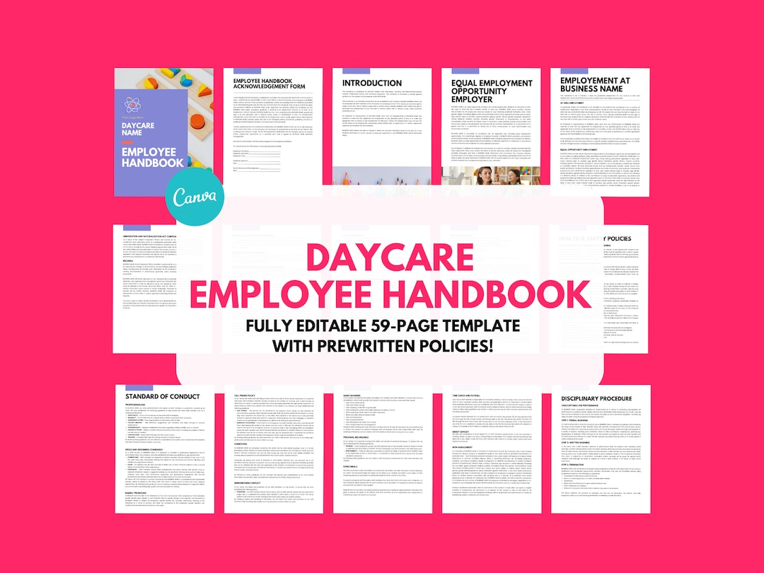 Editable Daycare Employee Handbook Template: 59-page Canva Design - Etsy