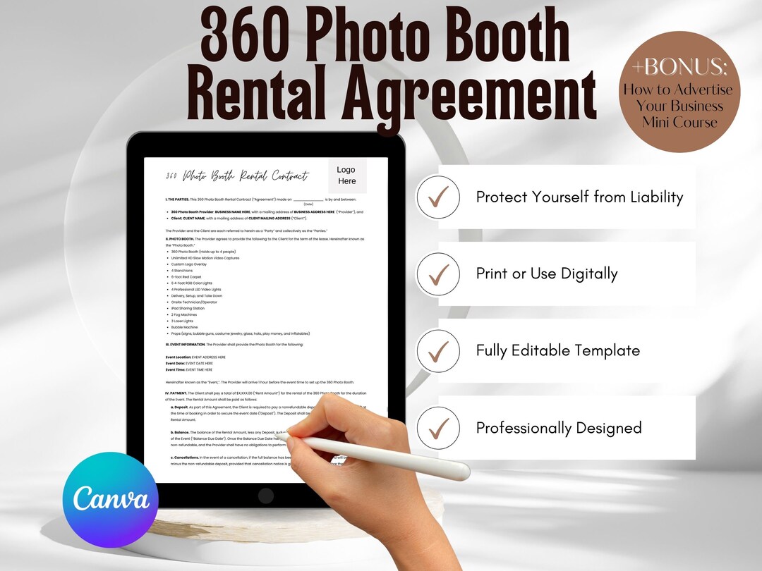 360 Photo Booth Contract Editable Photo Booth Rental - Etsy
