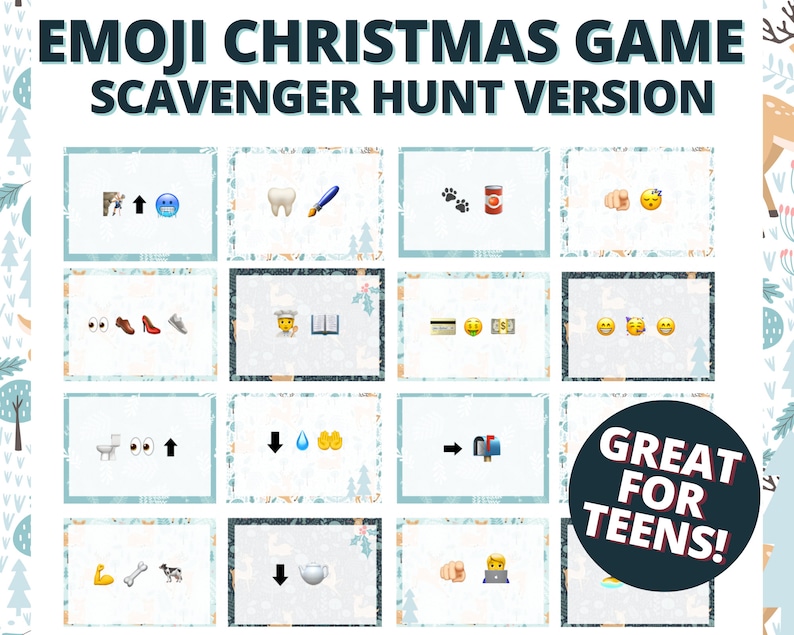 Christmas Emoji Scavenger Hunt Game for Teens (printable) - Etsy
