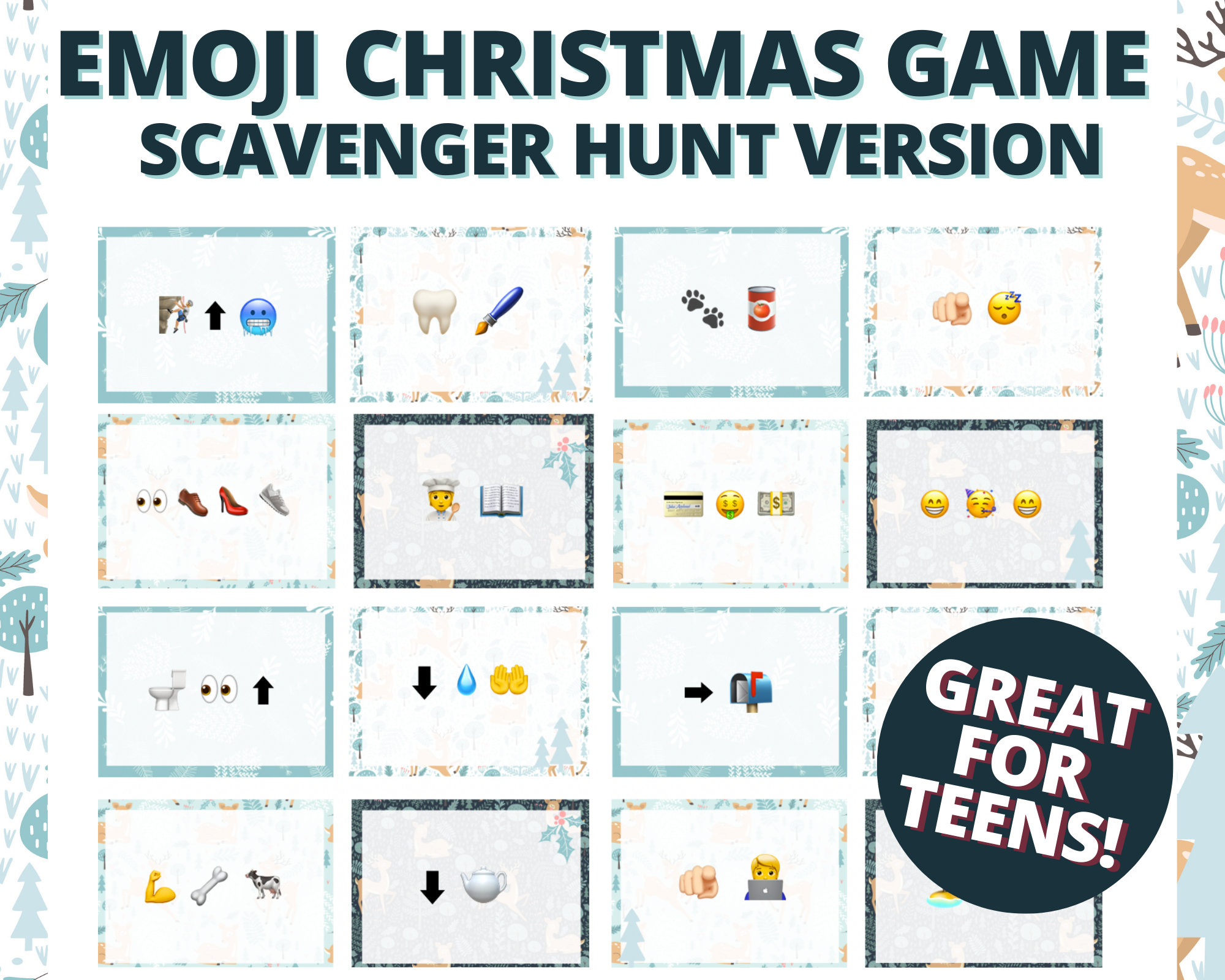 Christmas Emoji Game Emoji Christmas Scavenger Hunt for Teens - Etsy