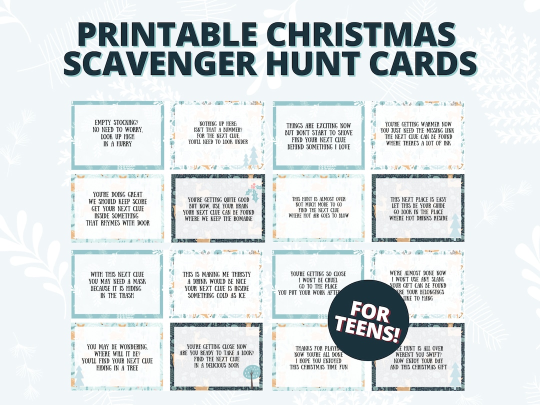 Christmas Scavenger Hunt for Teens: Printable, Editable Clues (PDF) - Etsy