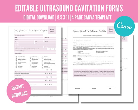 Editable Cavitation Intake Forms Ultrasonic Cavitation Form - Etsy