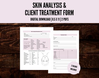 Editable Facial Skin Analysis Form, Esthetician Forms Face Mapping ...