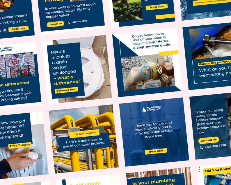 Plumber Instagram Templates: 100+ Social Media Posts (canva Editable ...