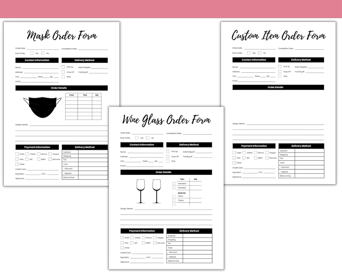 Editable Craft Order Form Templates Order Forms for Craft - Etsy Canada