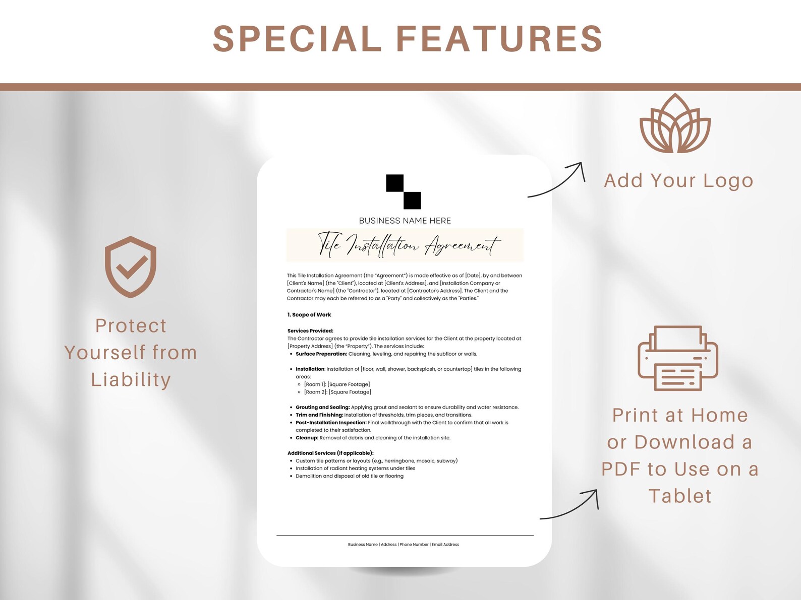 Tile Installation Contract Template: Editable Contractor Agreement ...