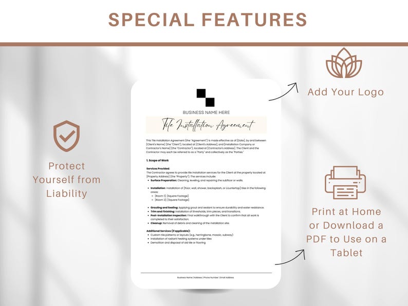 Tile Installation Contract Template: Editable Contractor Agreement ...
