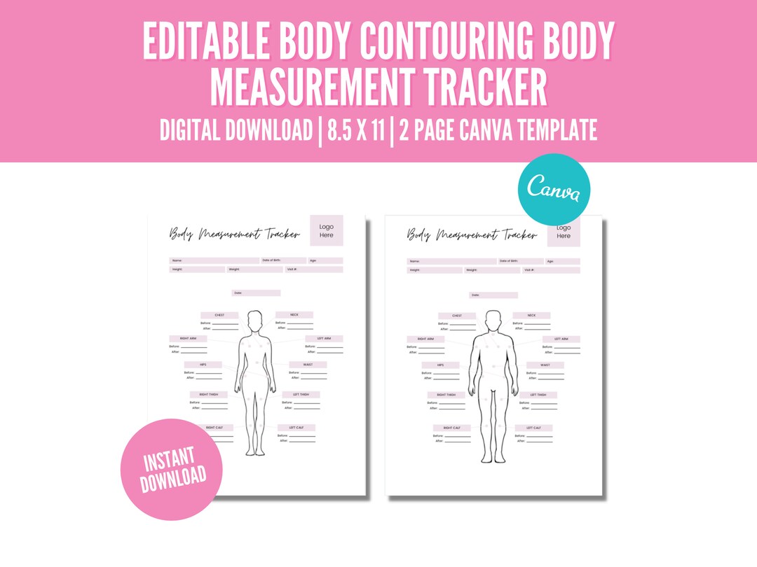 Editable Body Measurement Tracker: Canva Template (digital Download ...