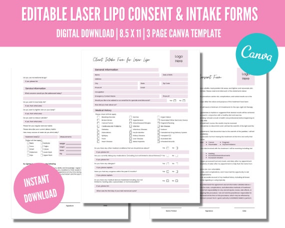 Editable Laser Lipo Consent Form Intake Form Esthetician | Etsy