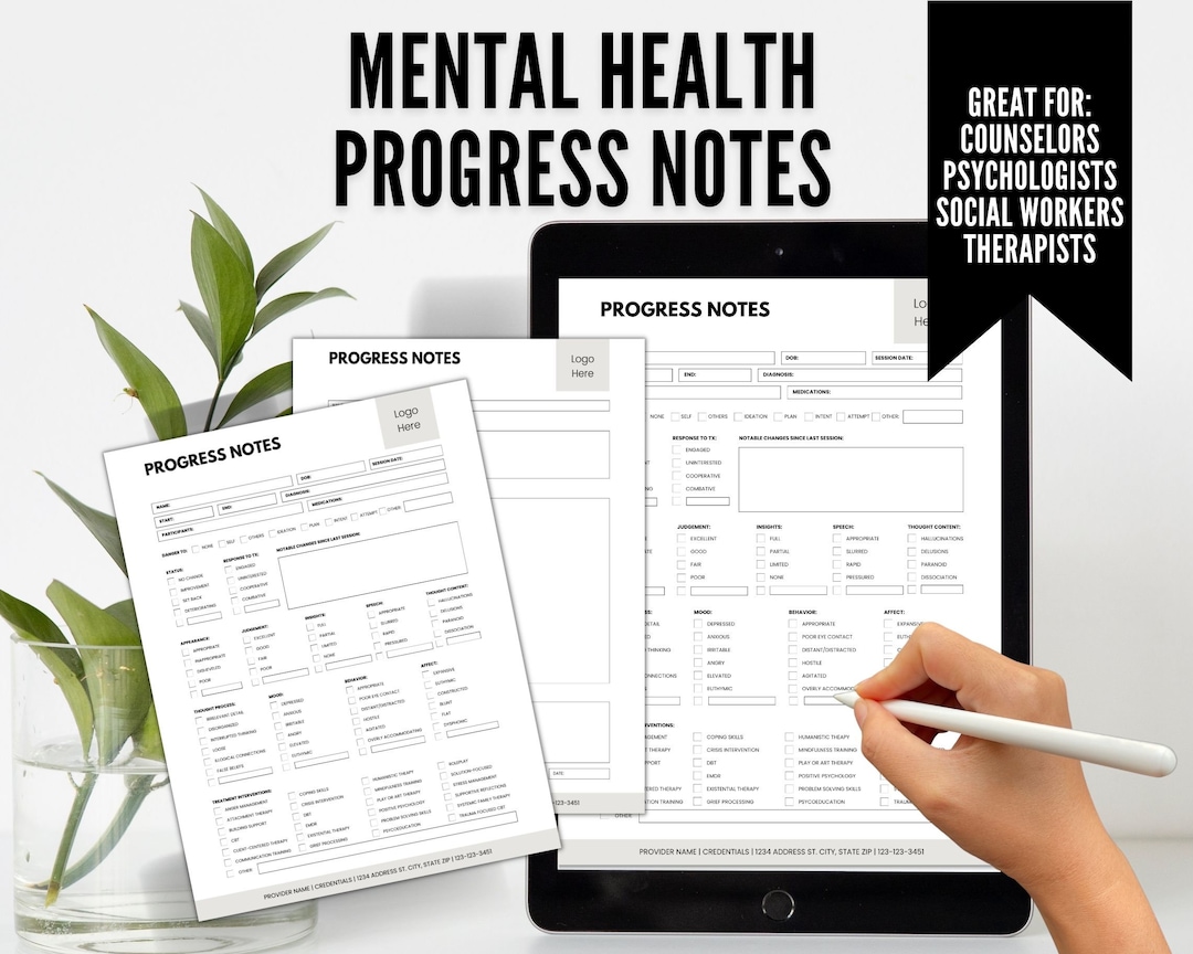 Progress Notes Template, Progress Notes for Mental Health, Progress ...