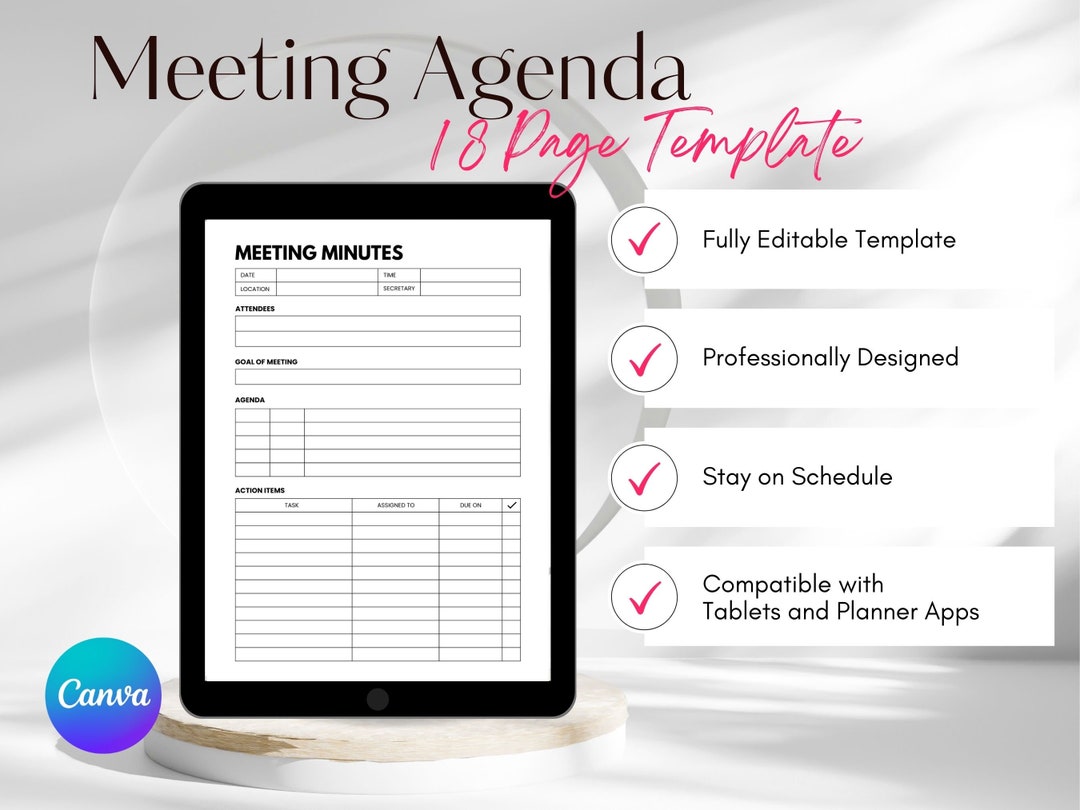 Meeting Notes Template, Meeting Minutes, Meeting Agenda Template ...
